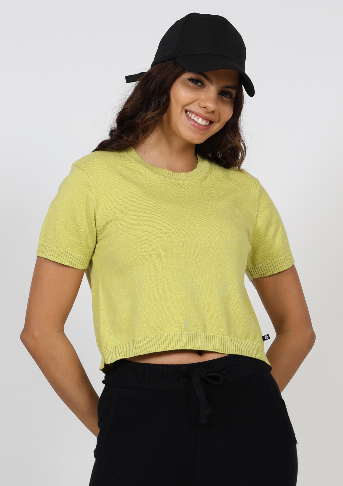 Round Neck Half Sleeve Cotton Crop Top