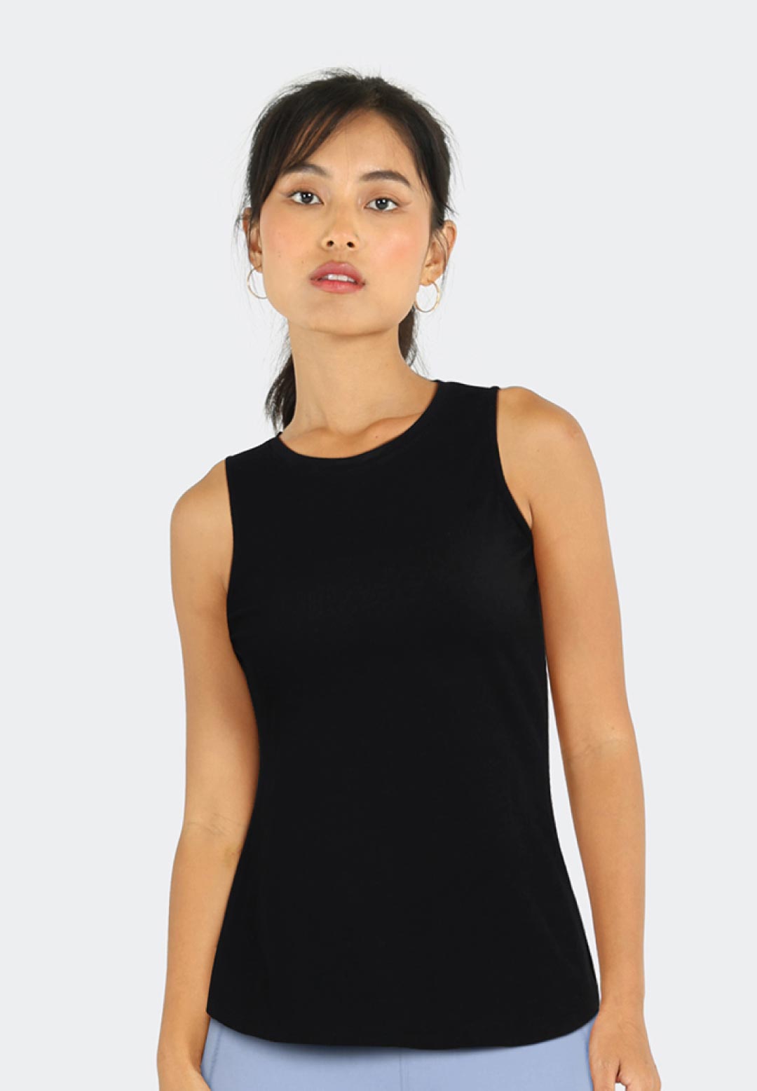 Regular Fit Sleeveless Cotton T-shirt with Round Neck